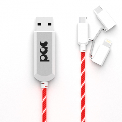 Visible current USB cable, Triple Red