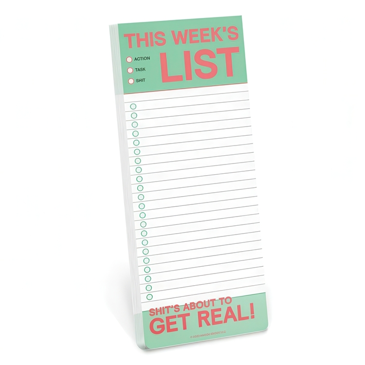 Checklist, KNOCK-KNOCK THIS WEEK´S LIST, 9 x H 23 cm, White / Green