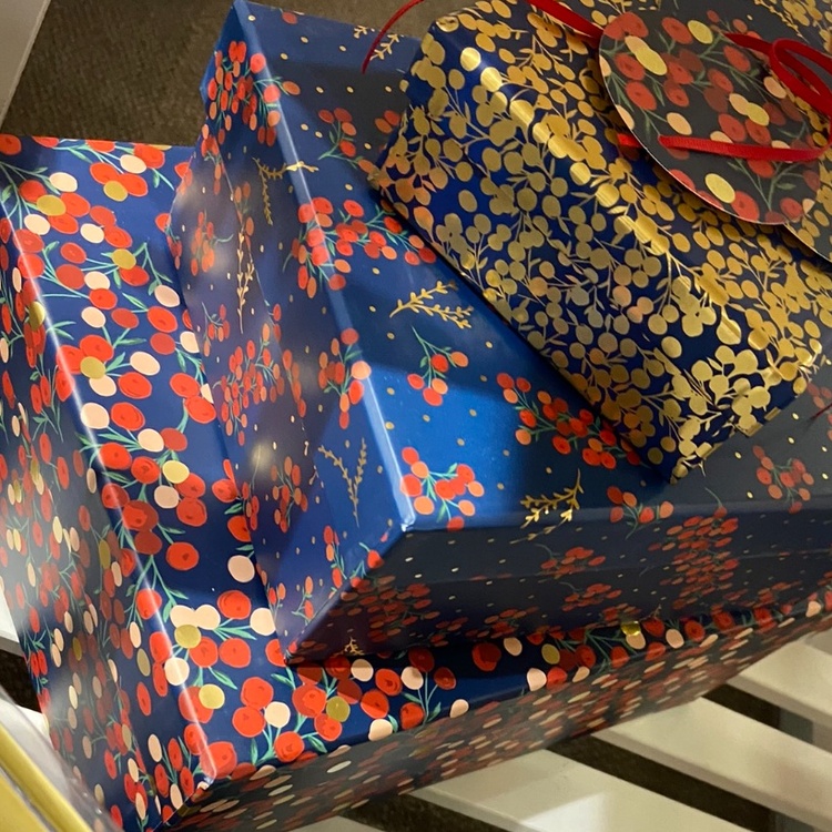 Boxes, nest of 3, WINTER GARNET, Blue / Red