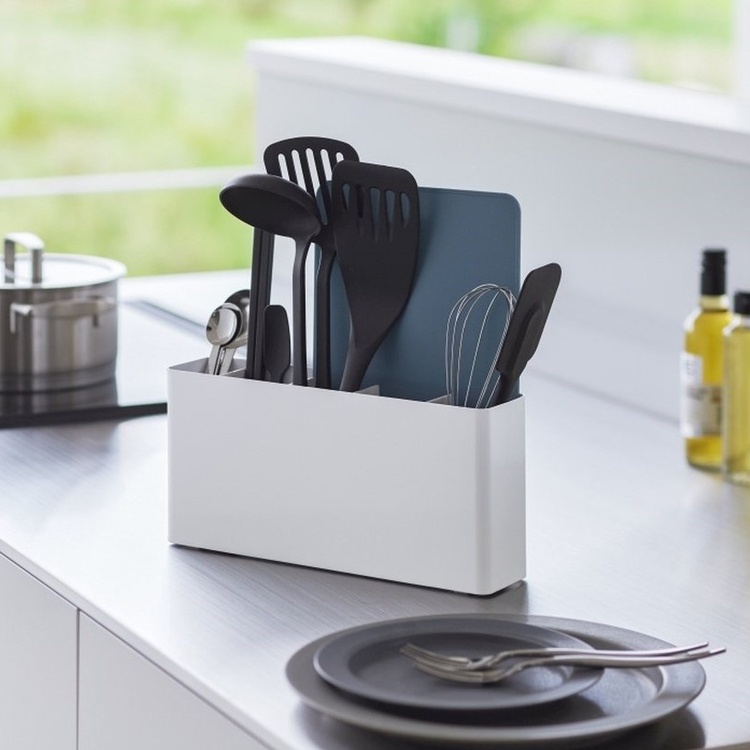 Metal Holder, TOWER UTENSIL HOLDER, Yamazaki, White