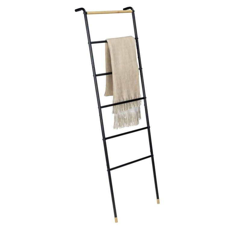 Clothes rack in metal, LOFT LEANING LADDER, 43,5 x H 162 cm, Black