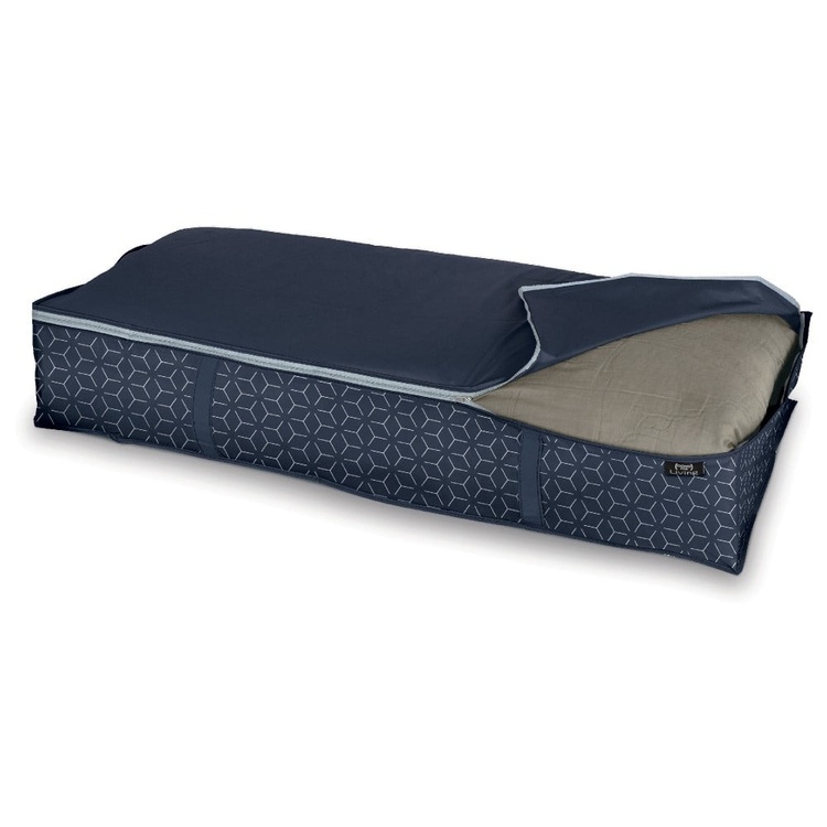 Box under-bed storage, soft, METRIK BLUE, 95 x 45 x H 18 cm, Blue