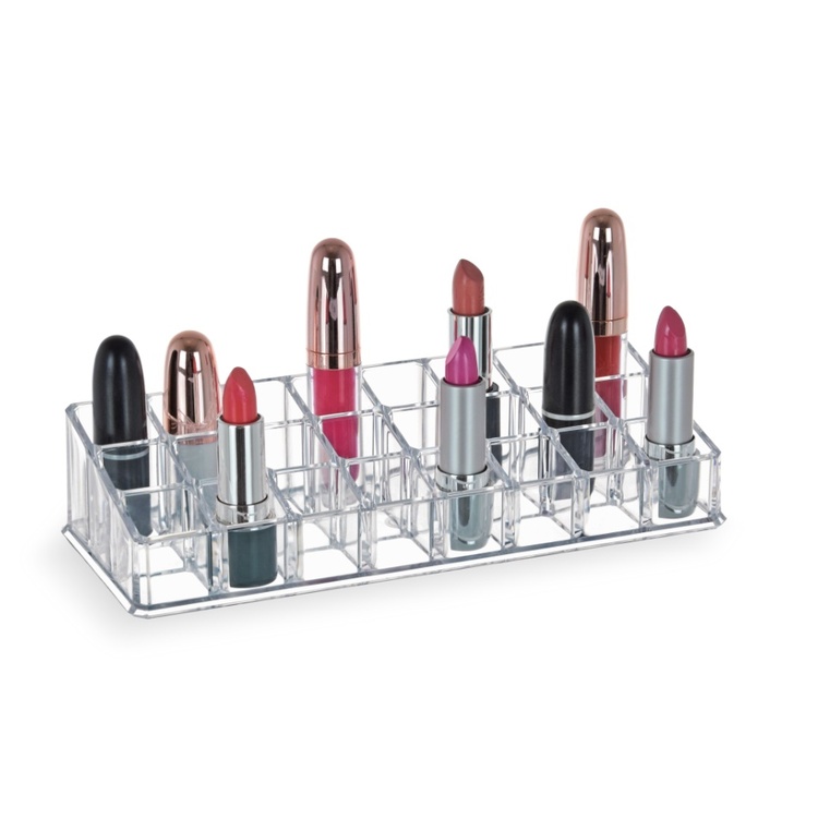 Make-up organizer, 24 compartments, LIPSTICK, 22,7 x 9 x H 5 cm, Clear ...