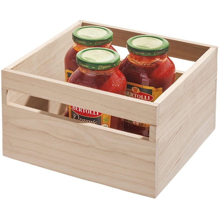 Handeled Bin, PAULOWNIA ECO WOOD SQUARE BOX, 25,4 x 25,4 x H 15,2 cm ...
