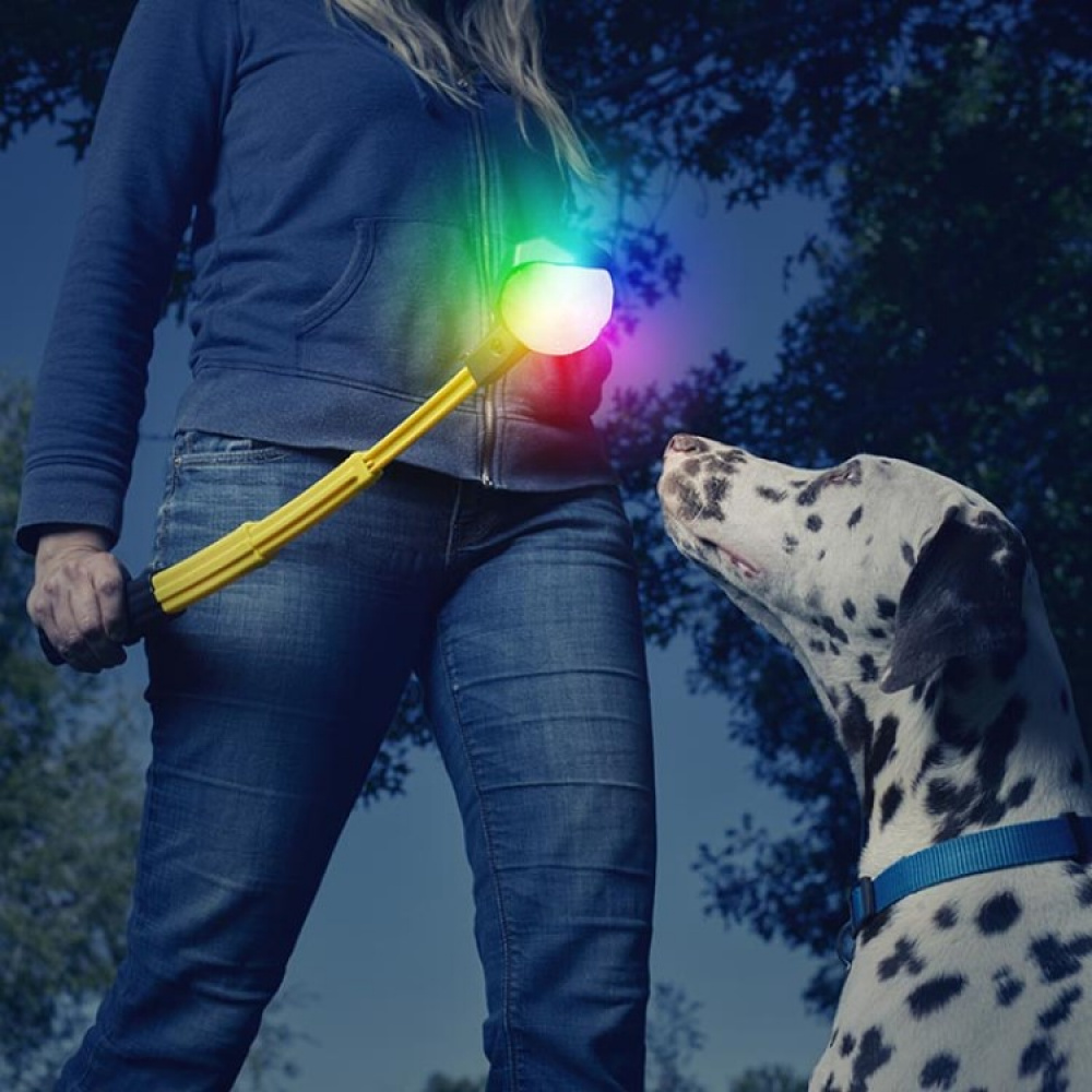 Collapsible ball thrower with LED ball | SmartaSaker