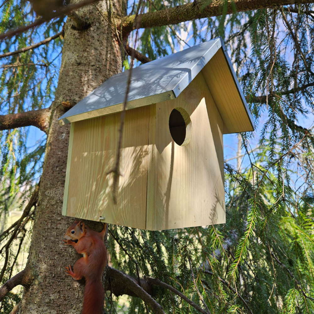 Wooden squirrel house - Great habitat for several squirrels | SmartaSaker