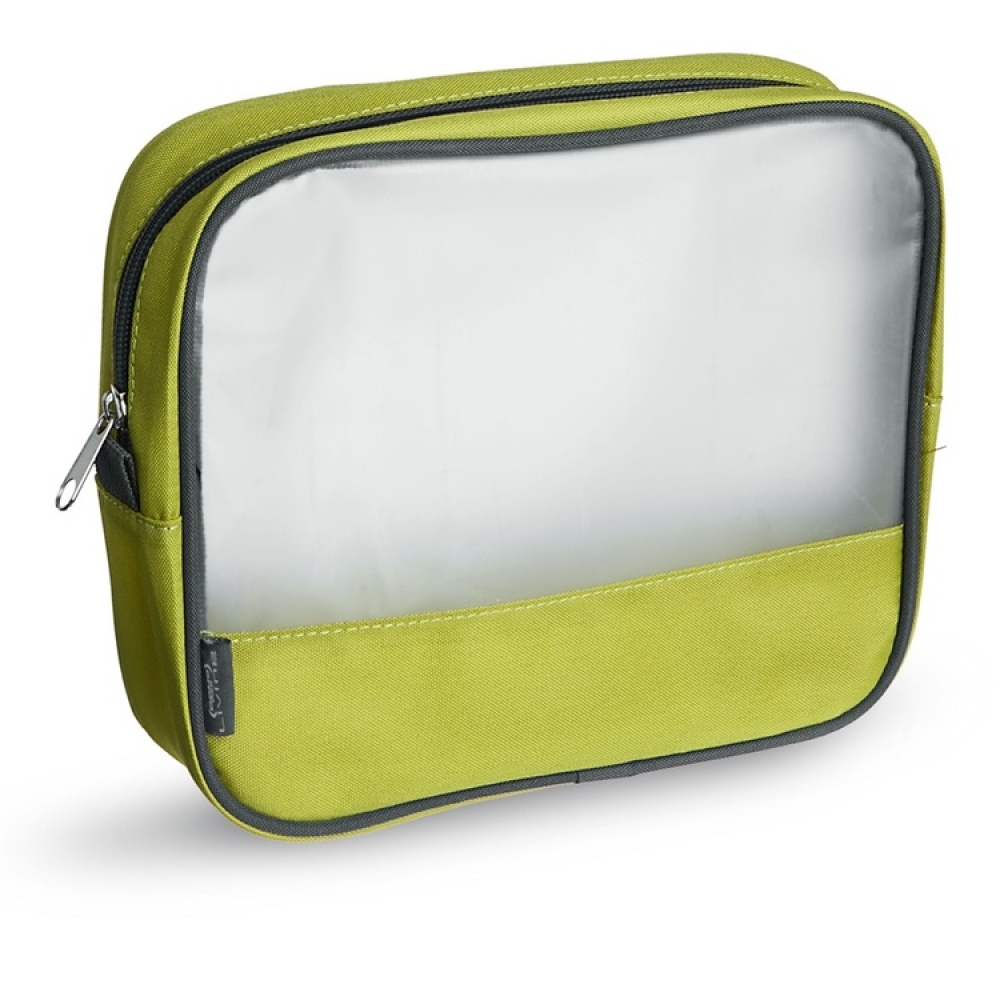Toiletry Bag, TRAVEL SMART LARGE, 22 x 5,5 x H 18 cm, Lime / Transparent